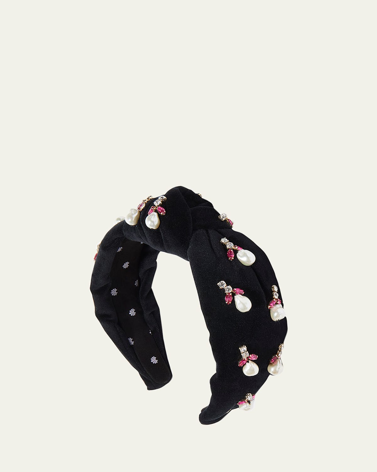 LELE SADOUGHI Acorn Pearly Knotted Headband Lele Sadoughi Velvet Pearl Knotted Headband - Jet - Murray main image 3