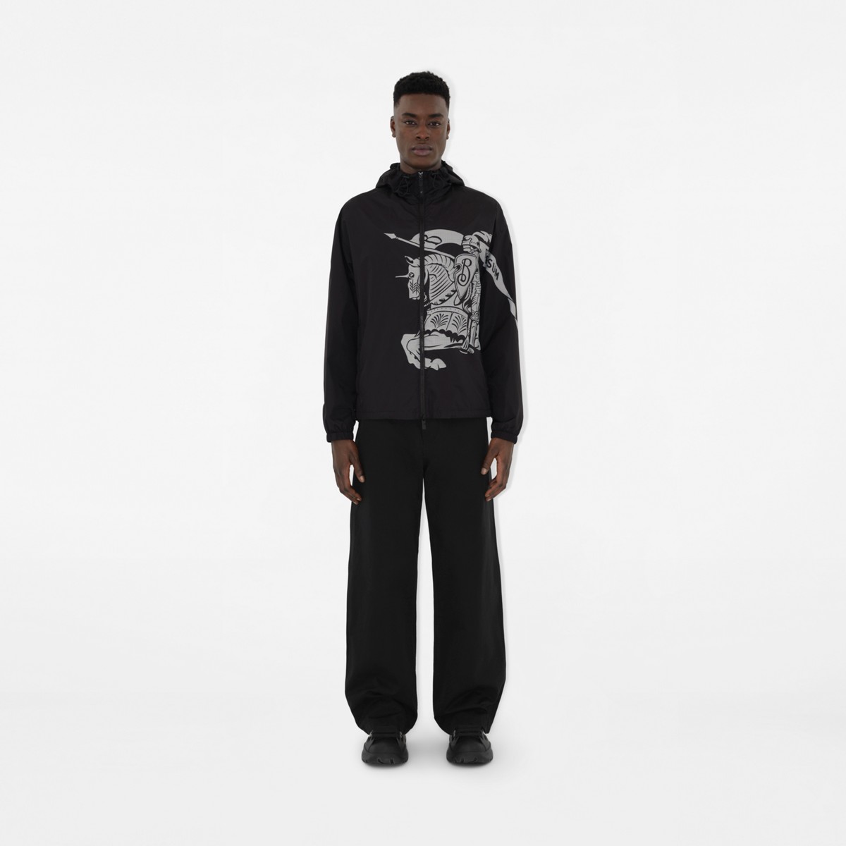 Burberry Knight Nylon Packaway Hood Jacket - Black | Editorialist