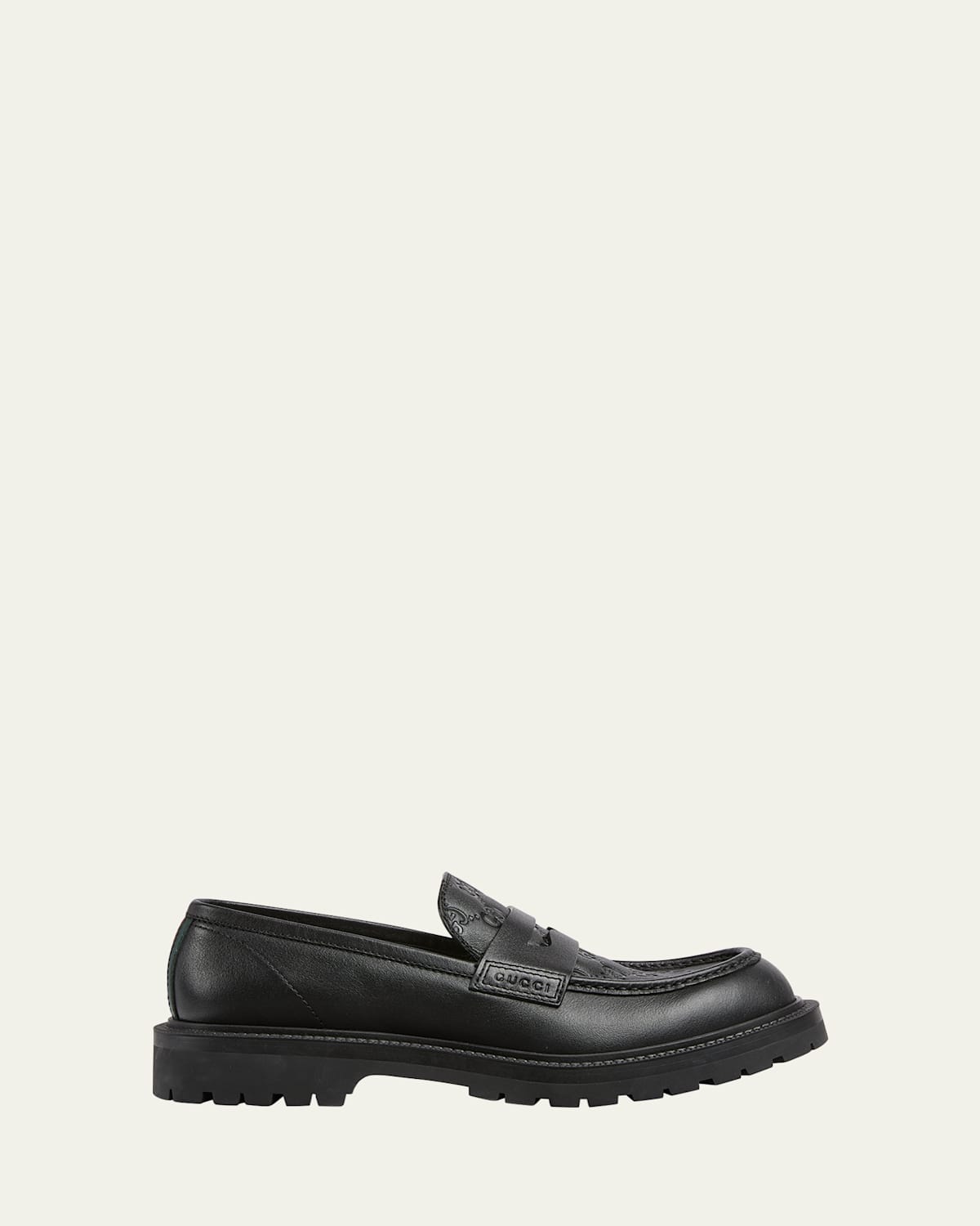$,1140 Gucci Miart Guccissima Lug Sole Loafers Black Leather Size 10 G/ 11 US afbb425d7e645d16e0480893a8b1fa  main image 2