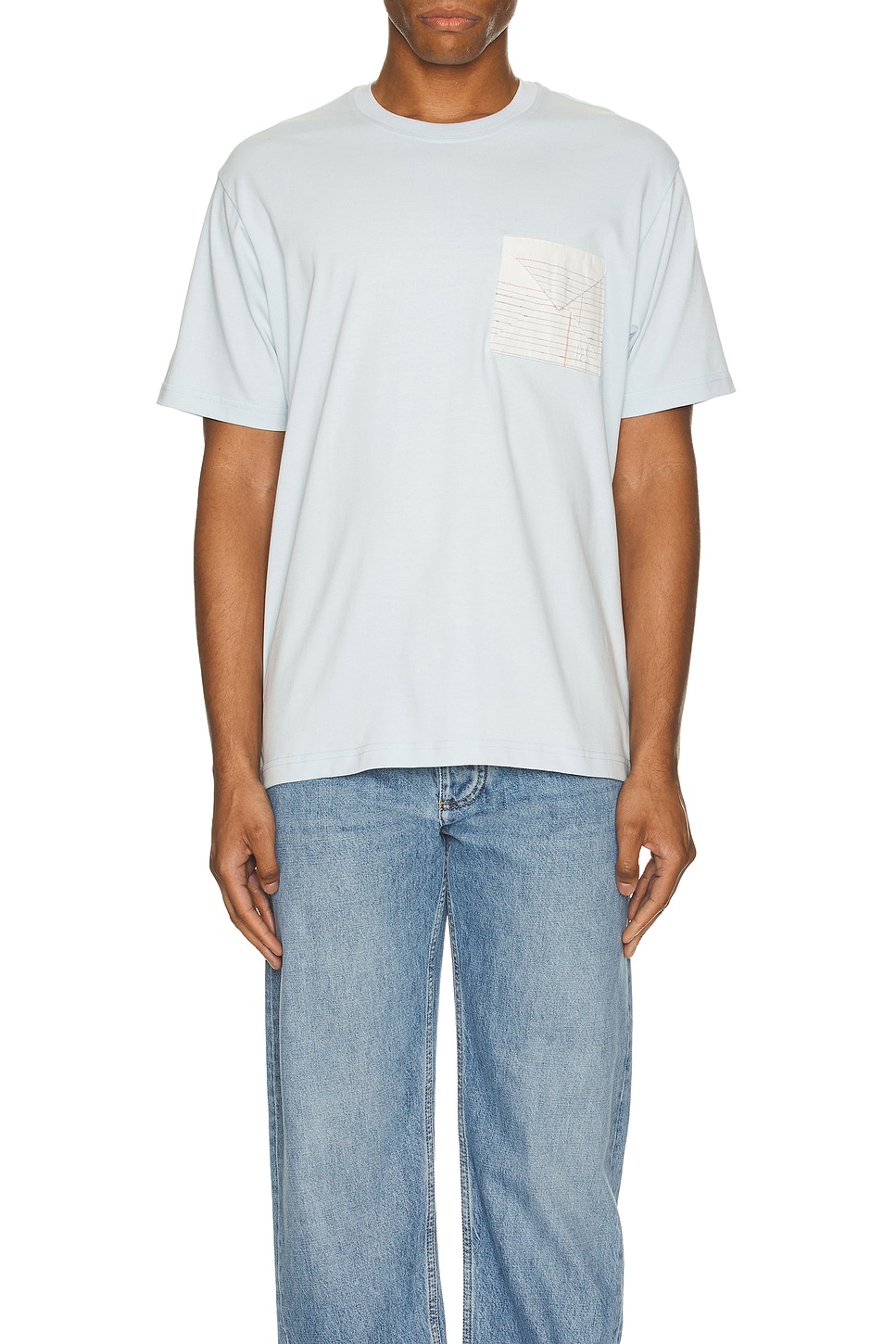 BOTTEGA VENETA bottega veneta jersey t-shirt with notebook pocket in baby blue
