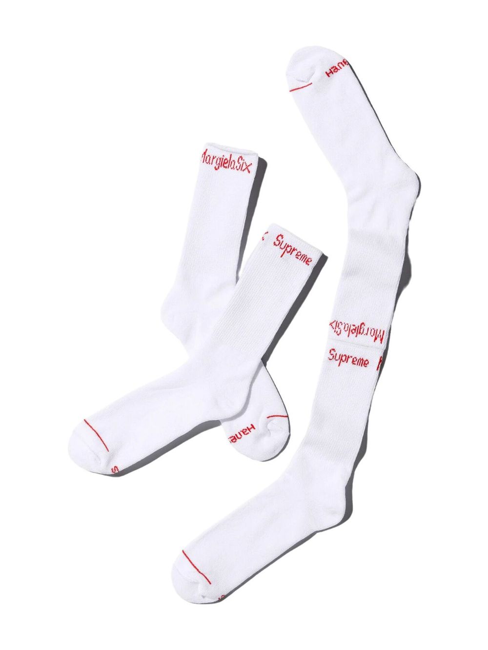 Supreme X Mm6 Maison Margiela Hanes Crew Socks - White | Editorialist