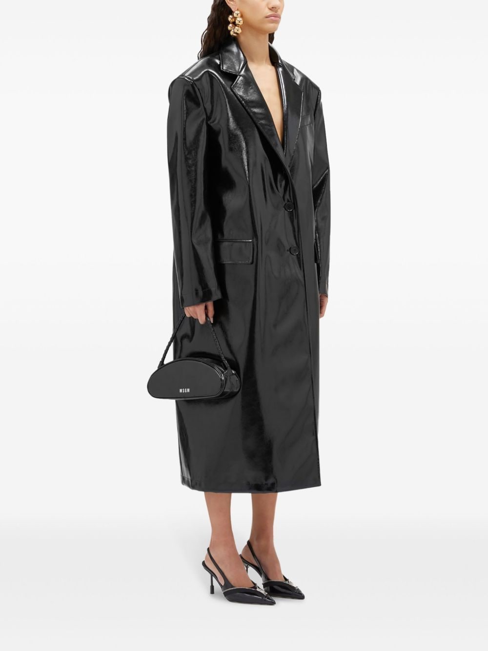 MSGM MSGM Faux-Leather Single-Breasted Coat