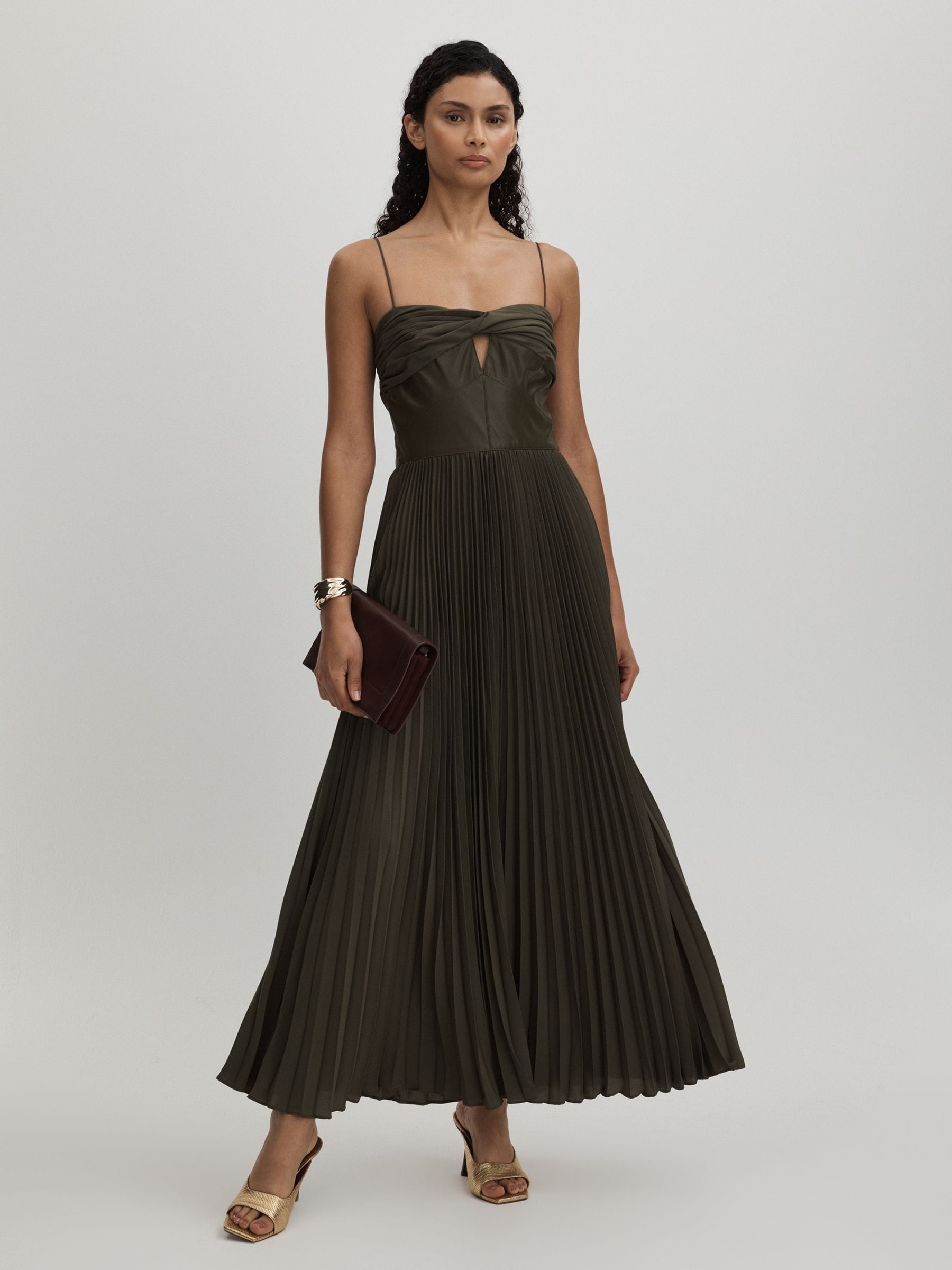 AMUR Amur twist pleated maxi dress