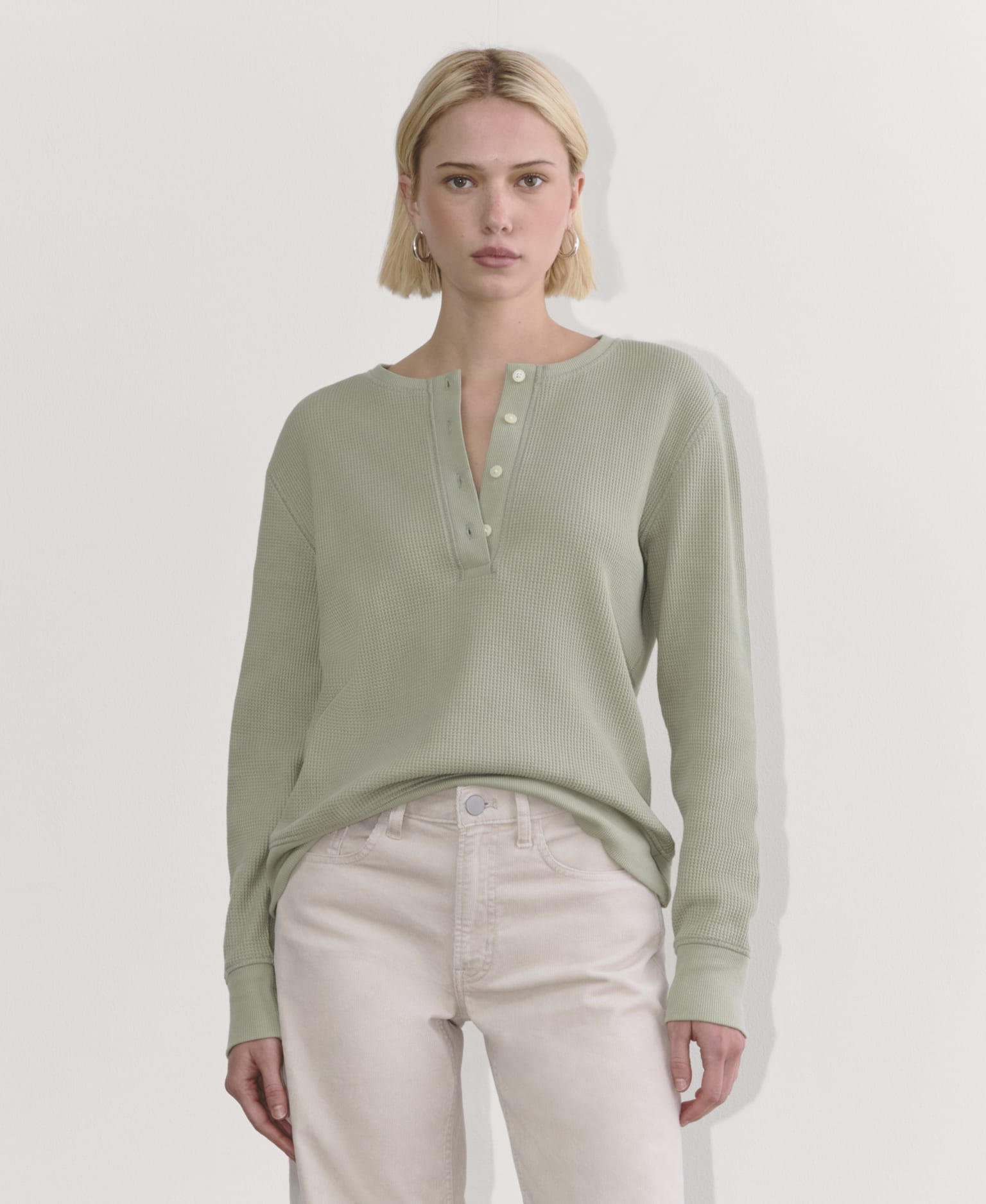 Sweater Everlane Waffle Knit Henley Belgian Waffle Henley Everlane