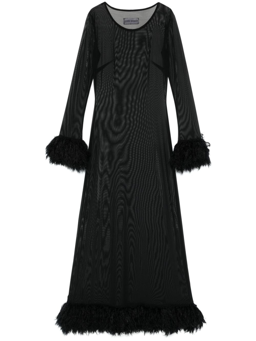 MARINE SERRE Marine Serre Recycled Mesh Maxi Dress with Fringed Trim