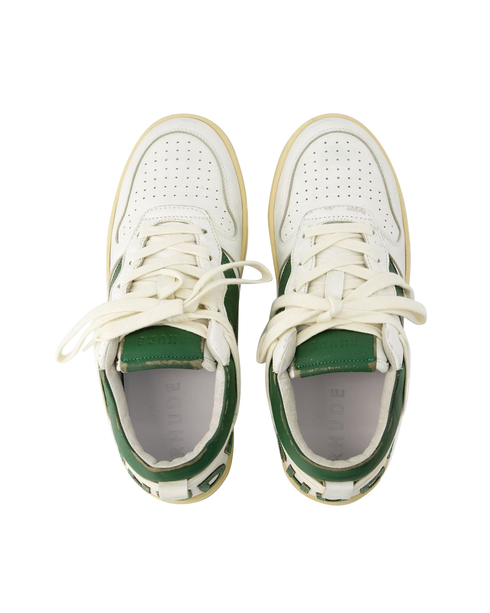 Rhude Rhecess Low Sneakers Leather In White - 11% Off Rhude Rhecess Low Sneakers Leather In White - 11% Off