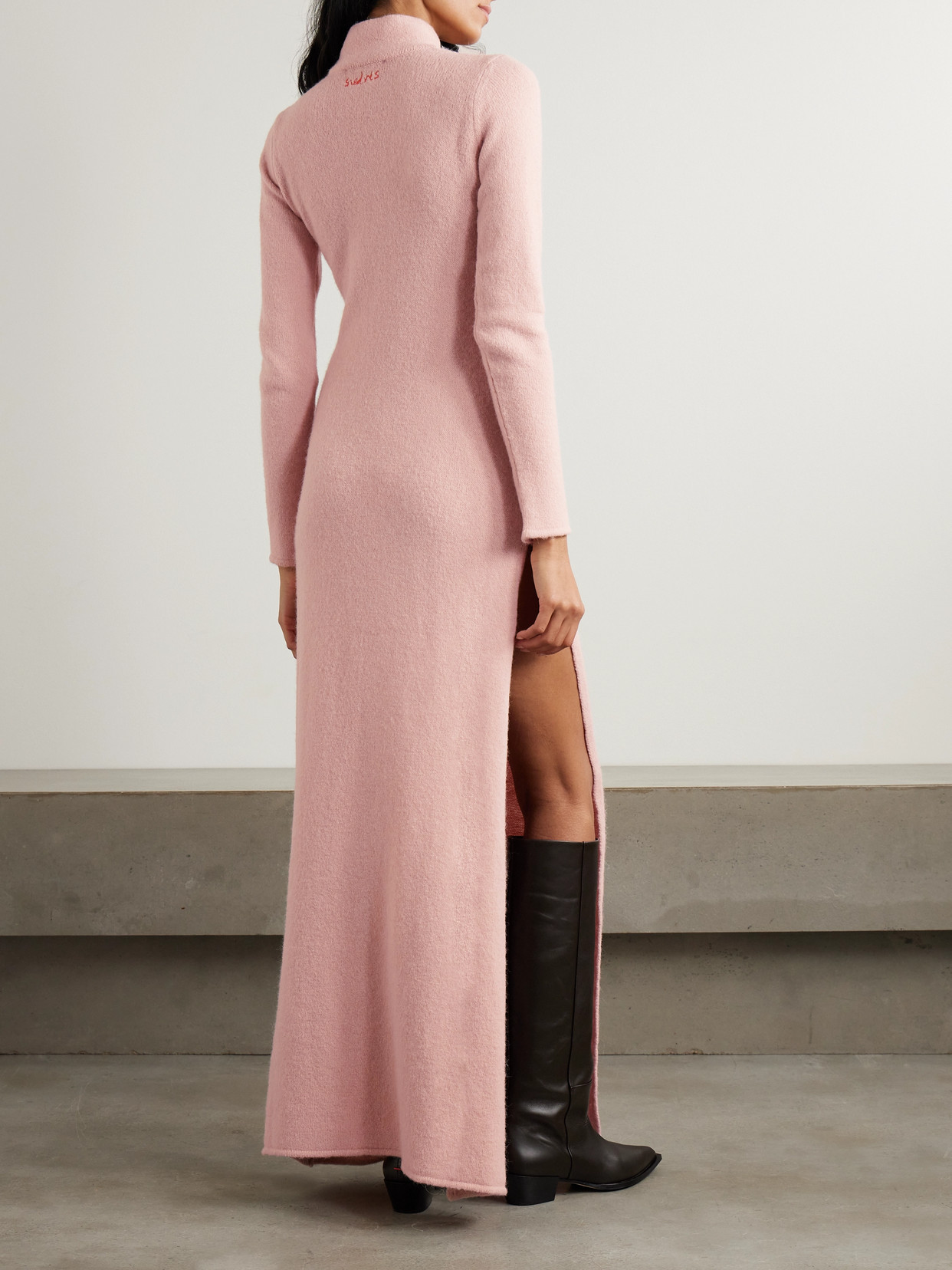 SIEDRS Embroidered Stretch-knit Turtleneck Maxi Dress - Women - Pink Dresses - S SIEDRS Embroidered Stretch-knit Turtleneck Maxi Dress - Women - Pink Dresses - S