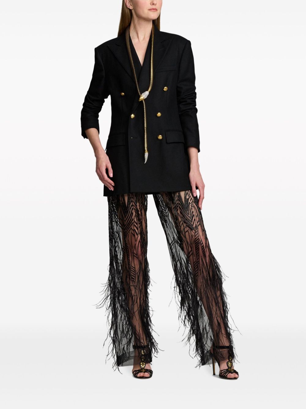 RALPH LAUREN Feather-Embellished Tulle Trousers