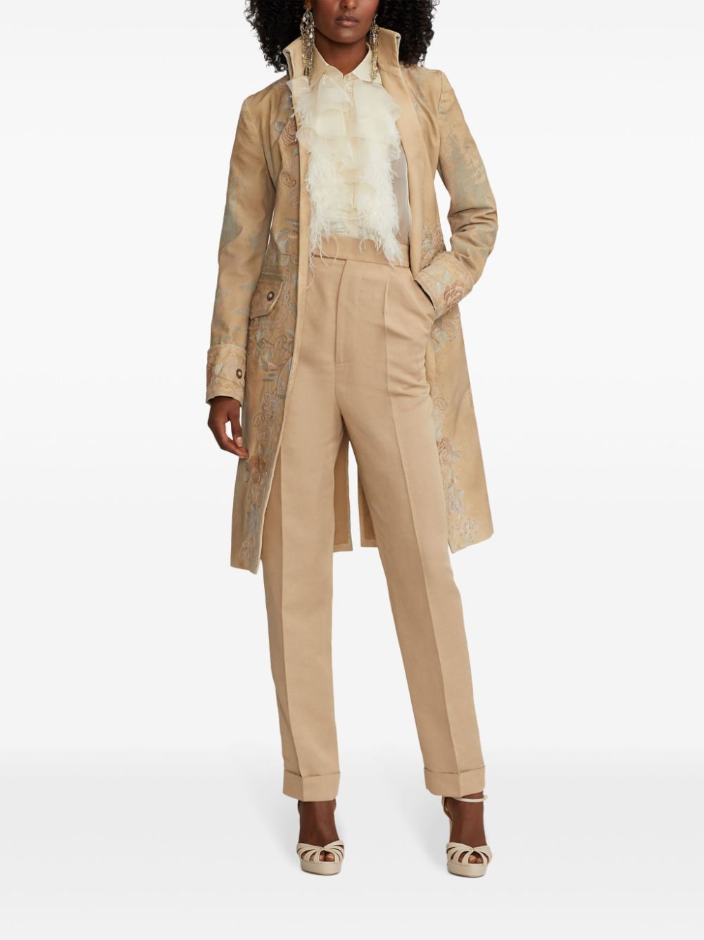 RALPH LAUREN Evanne Pleated Linen-Blend Trousers