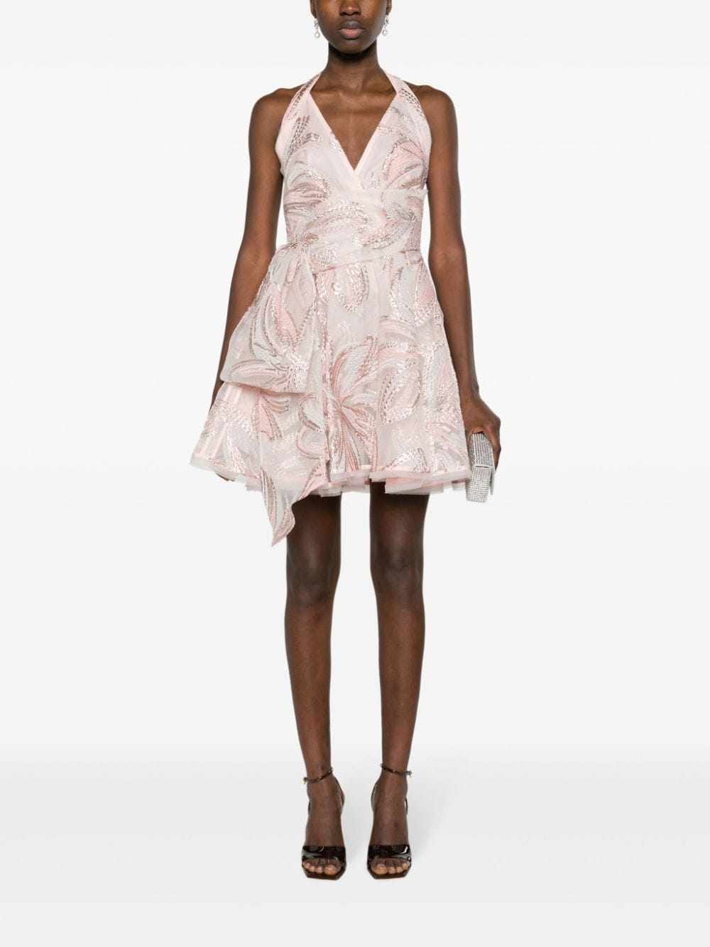 TALBOT RUNHOF Talbot Runhof Floral-Appliqué Belted Minidress