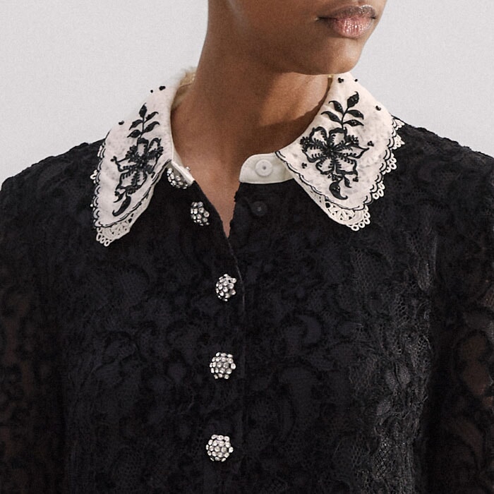 Me+Em Lace Collar Shift Dress In Black - 30% Off | Editorialist Me+Em Lace Collar Shift Dress In Black - 30% Off | Editorialist