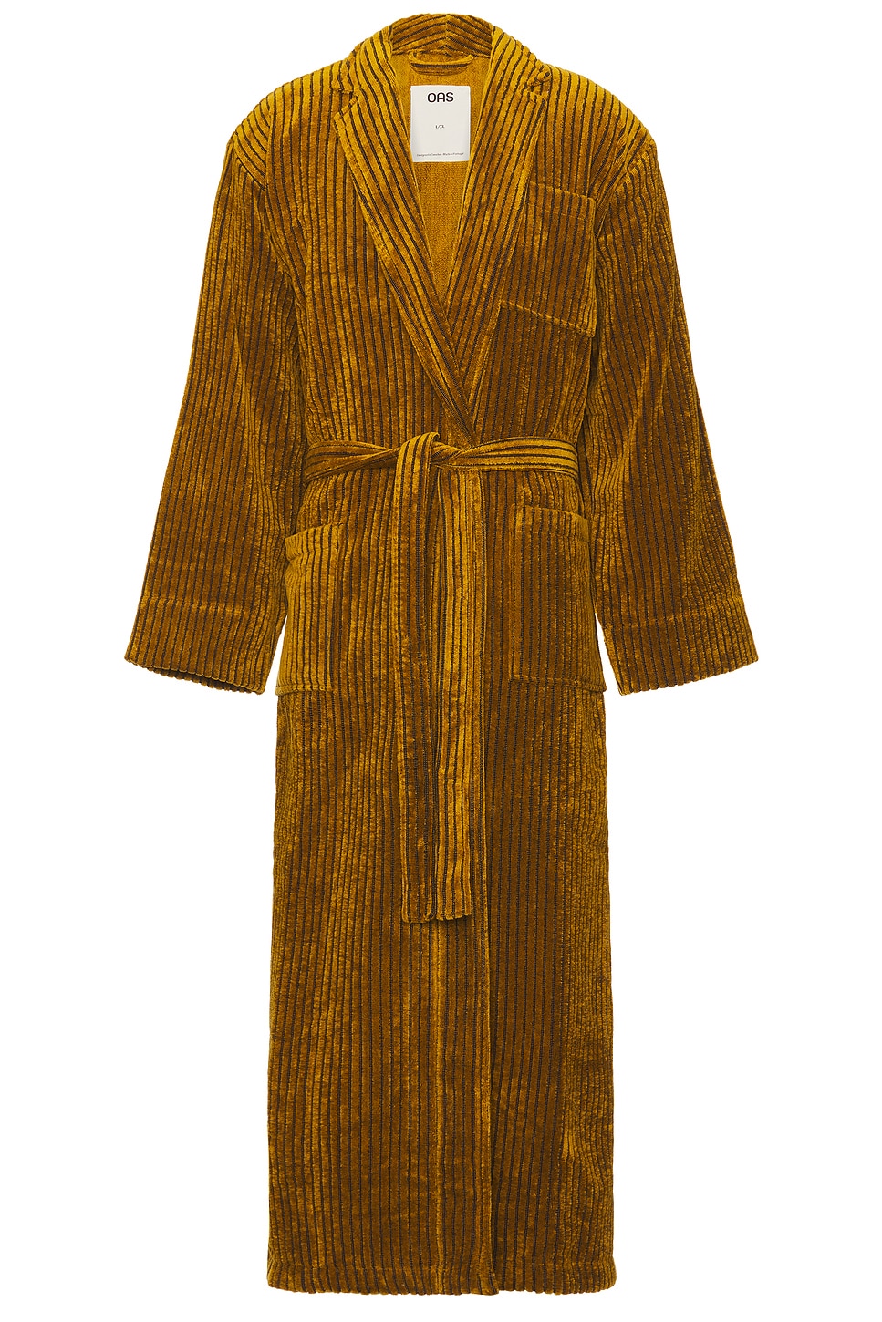 Oas Santigo Striped Velour Long Robe - Brown | Editorialist
