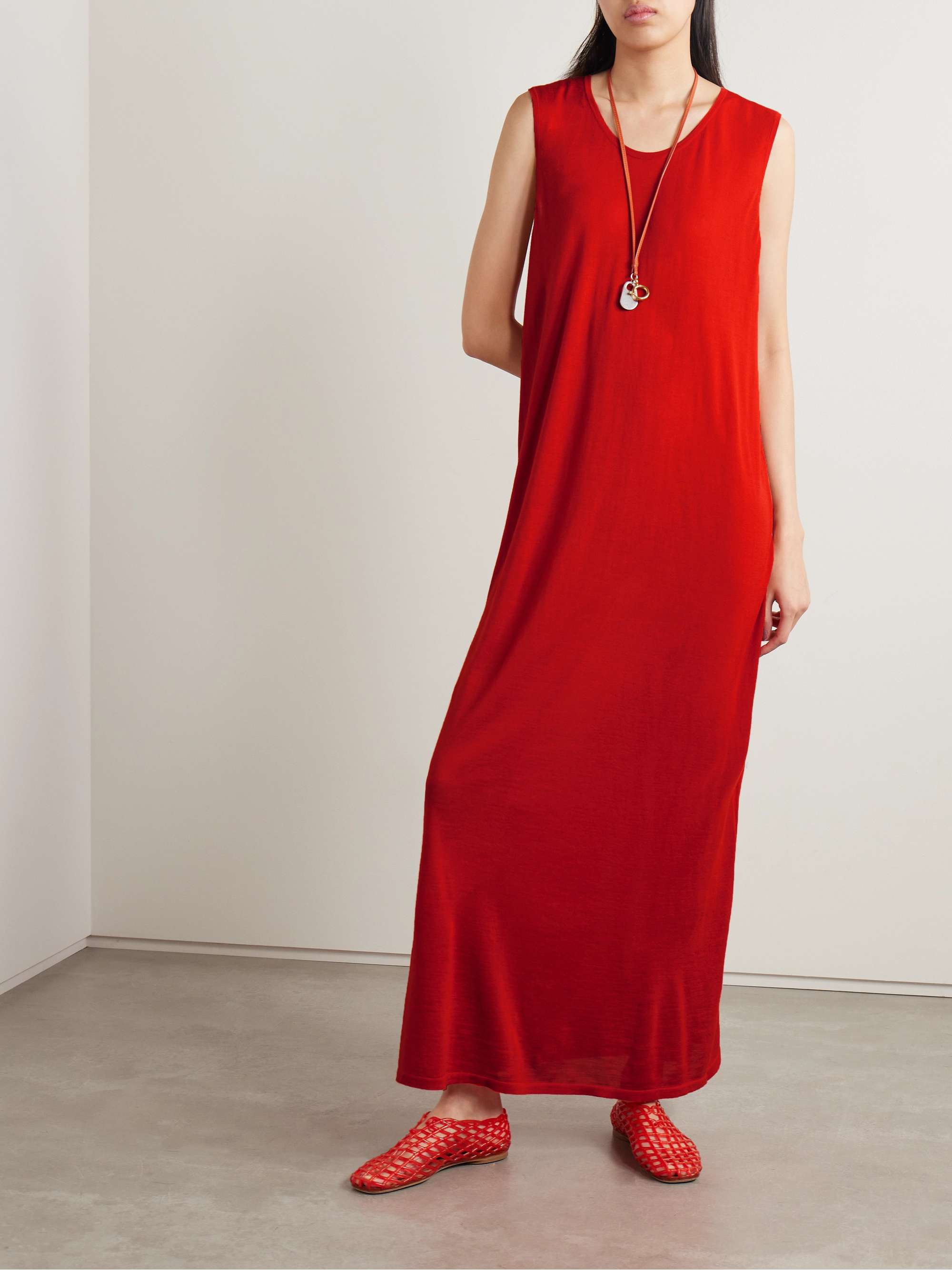 the row jersey dress The Row Gianna Cashmere-Jersey Midi Dress In Red - 50% Off