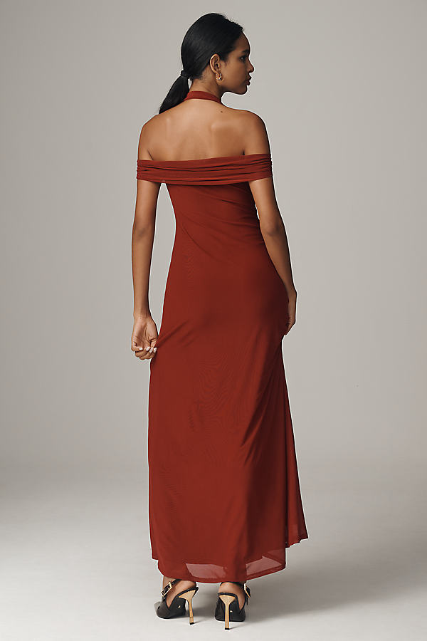 Afrm Yvonne Off-The-Shoulder Mesh Maxi Dress In Purple - 41% Off |  Editorialist