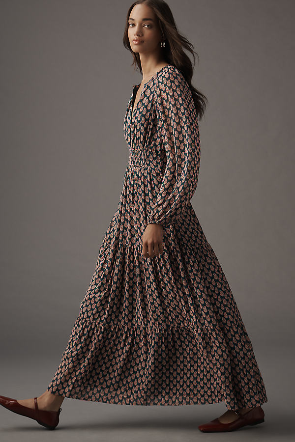 the somerset maxi dress long sleeve chiffon edition Somerset Long-Sleeve Mock-Neck Chiffon Maxi Dress