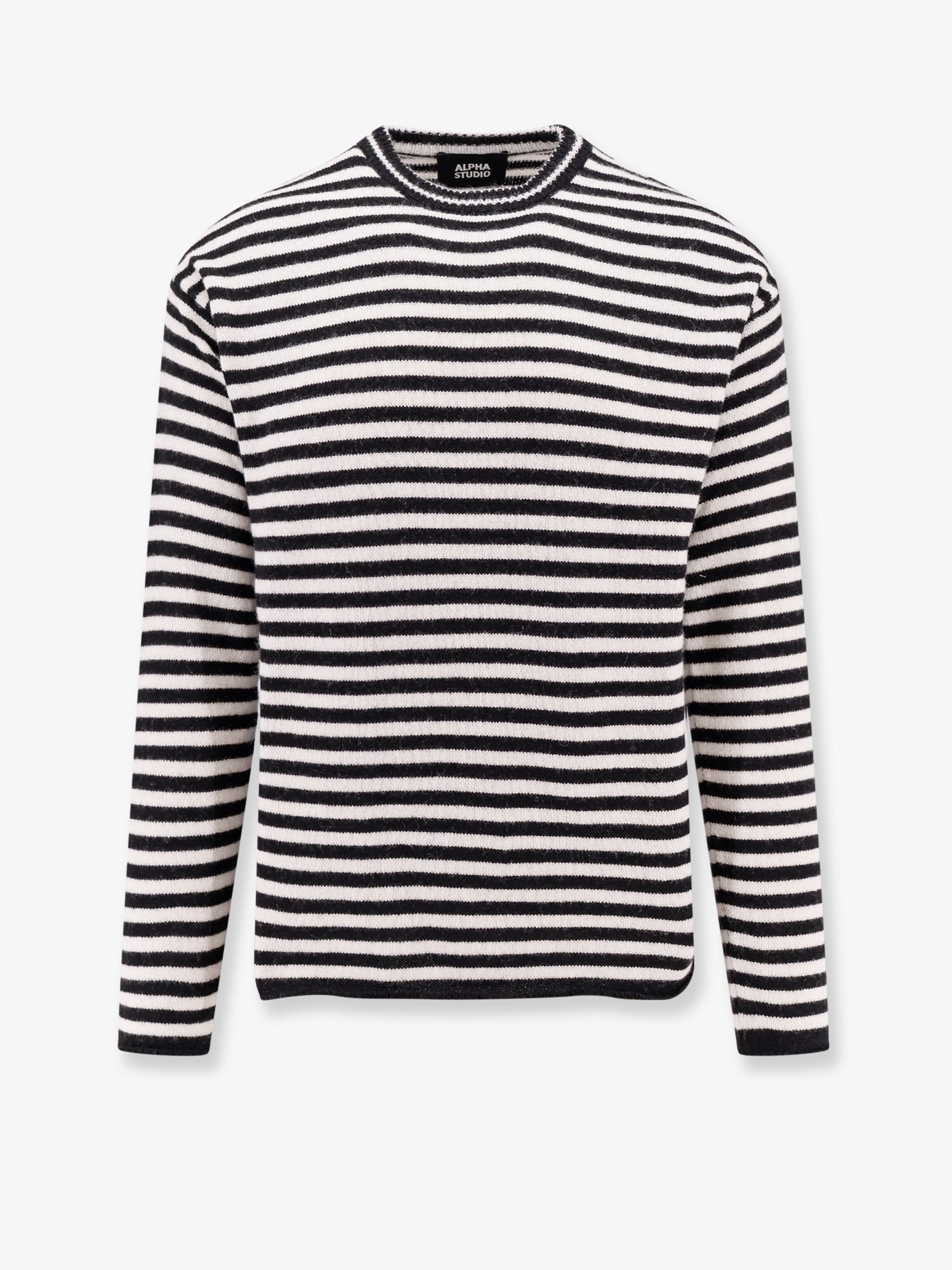 Alpha-Studio Striped Wool-Blend Sweater Black Editorialist