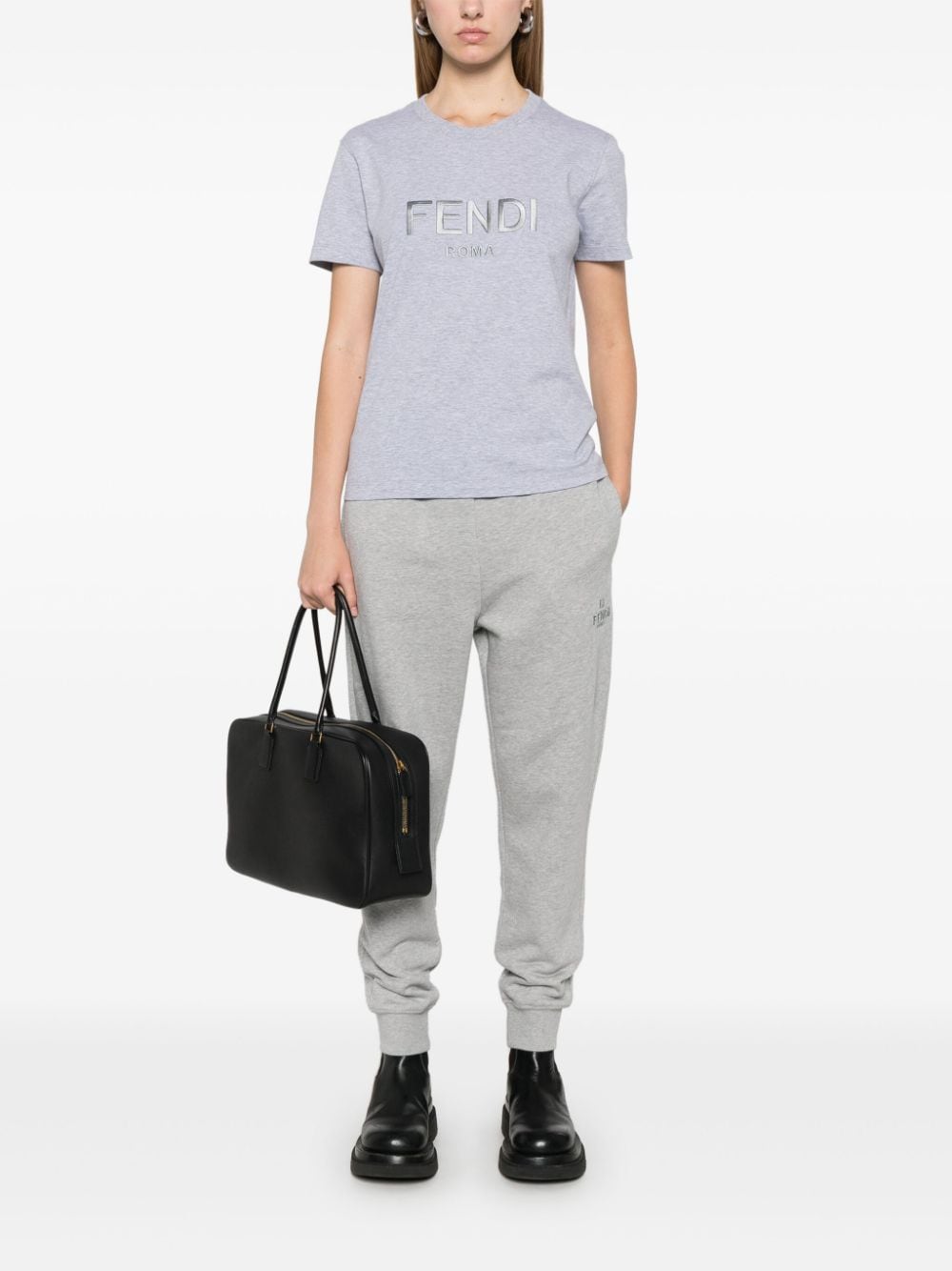 FENDI Fendi Logo Embroidered T-Shirt