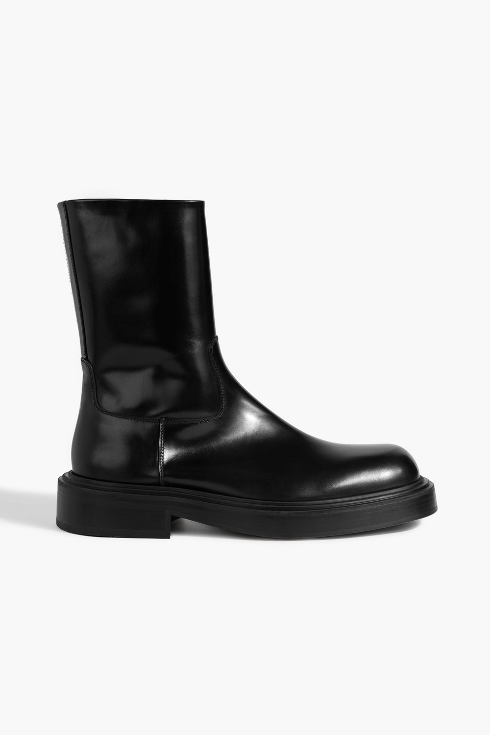 Buy FERRAGAMO Farah Leather Zip-up Square Toe Boots - Black At 80