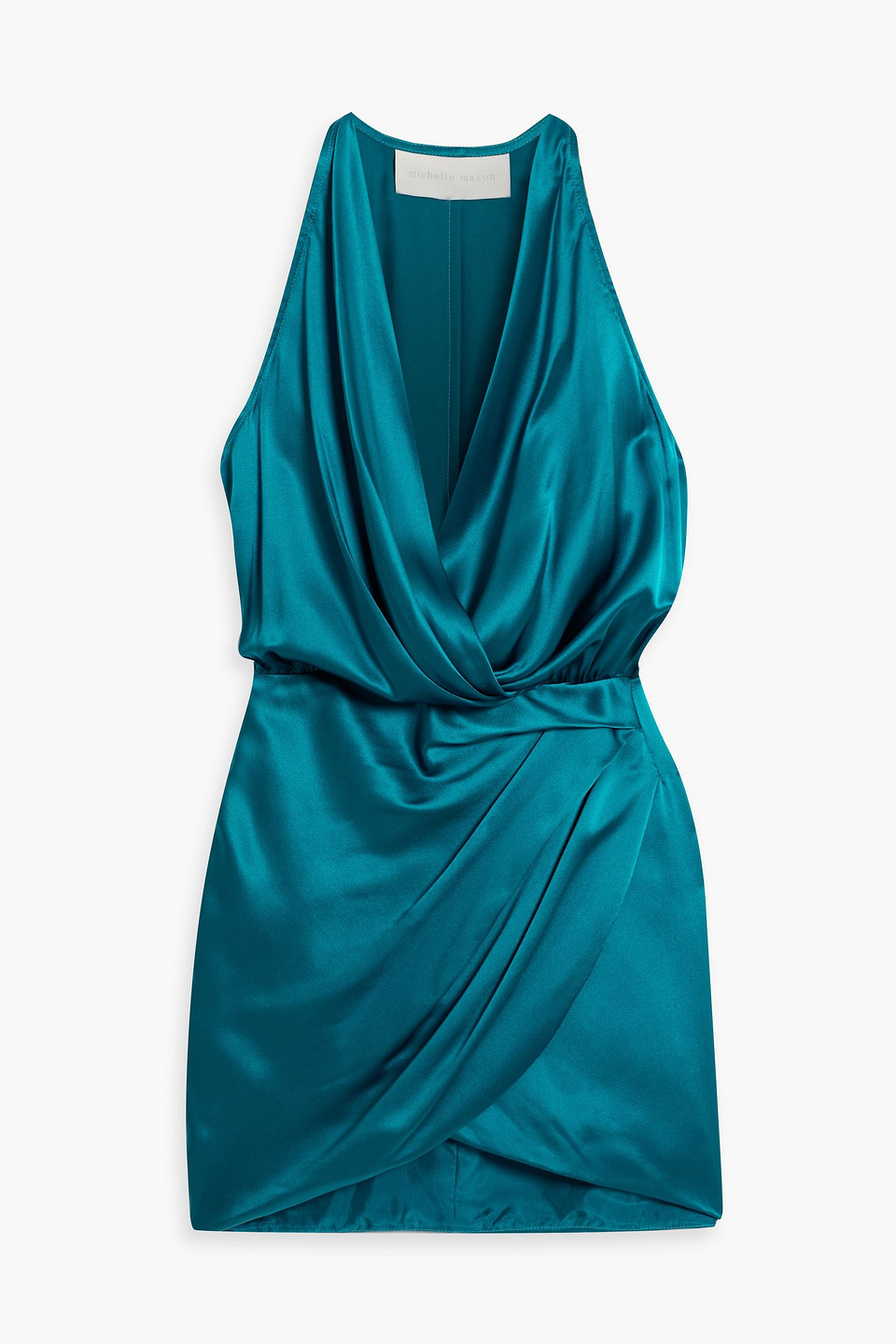 Michelle Mason Wrap-Effect Silk-Satin Mini Dress In Teal - 65% Off |  Editorialist