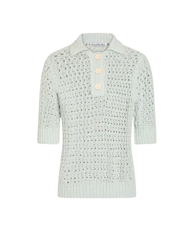 Buy Acne Studios Crochet-knit Polo Shirt - Mint At 64% Off