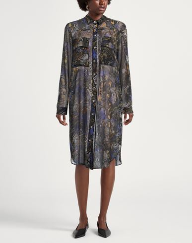 JUST CAVALLI JUST CAVALLI Snakeskin-Print Chiffon Midi Shirt Dress