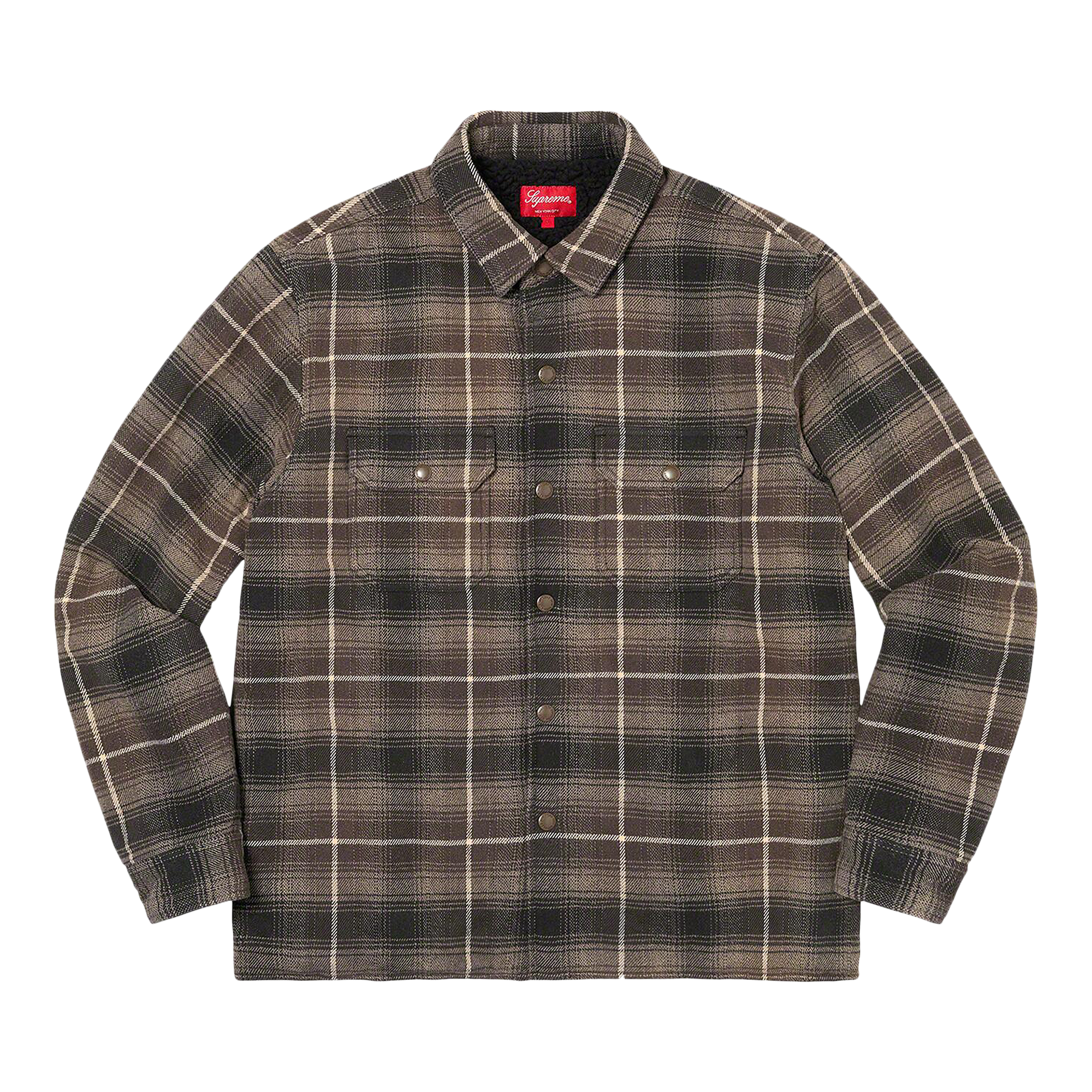 Supreme Shearling Lined Flannel Shirt - Black | Editorialist