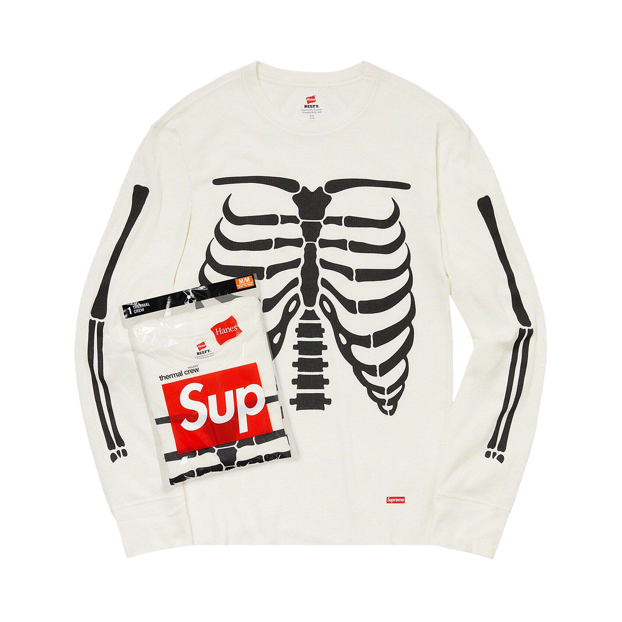 Supreme X Hanes Bones Thermal Crew - Cream | Editorialist
