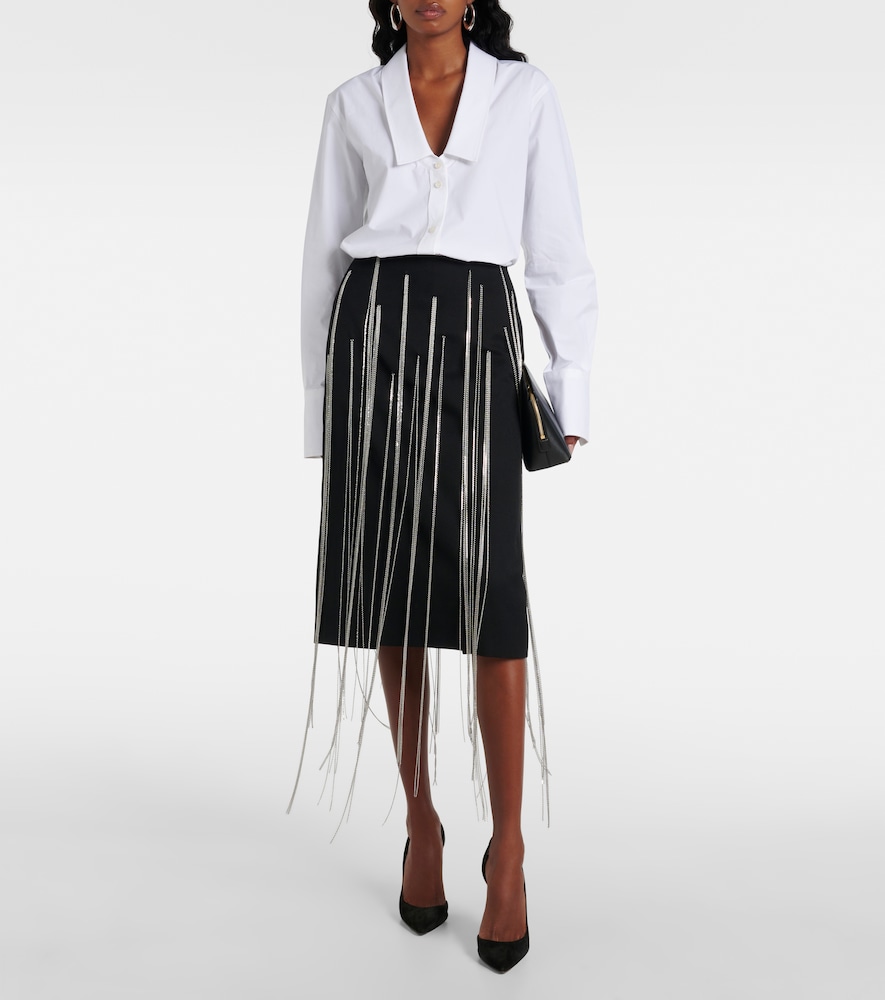 VICTORIA BECKHAM Victoria Beckham Chain-Detail Midi Skirt in Black