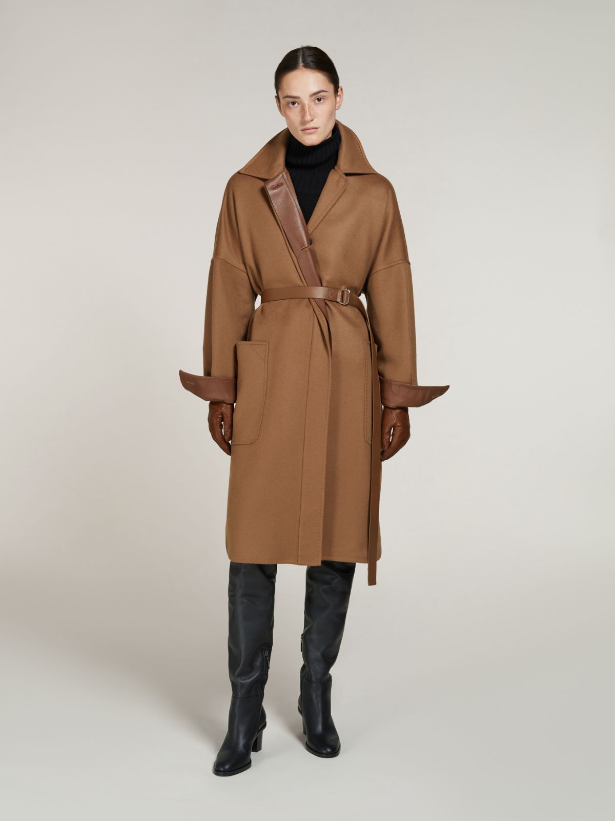 max mara tobacco coat Belted Wool sleeve cut Max Mara Gas Cashmere Wrap