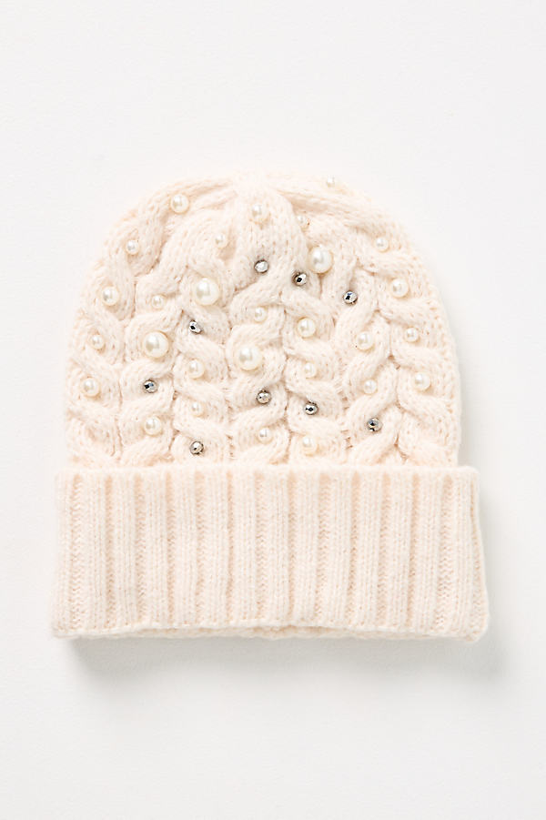 Anthropologie Cream Jewel Embellished winter beanie New Cream Anthropologie Beanie Hats for Women for sale - eBay main image 4