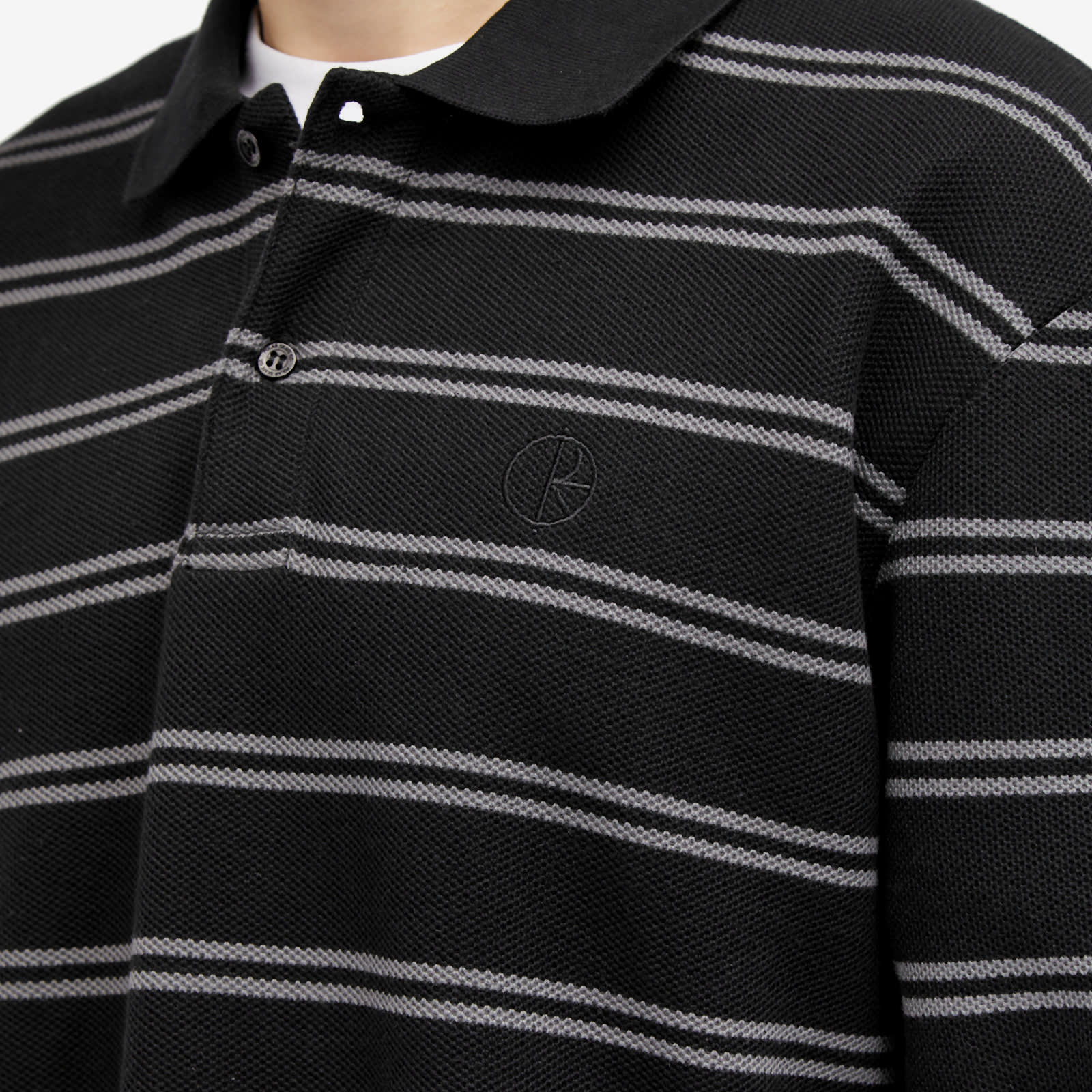 Polar Skate Co. Long Sleeve Stripe Polo Shirt In Black - 25% Off 