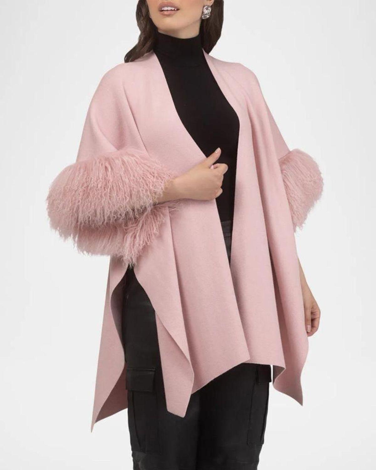 GORSKI Gorski Knit Wool Vest with Mongolian Lamb Fur Cuffs