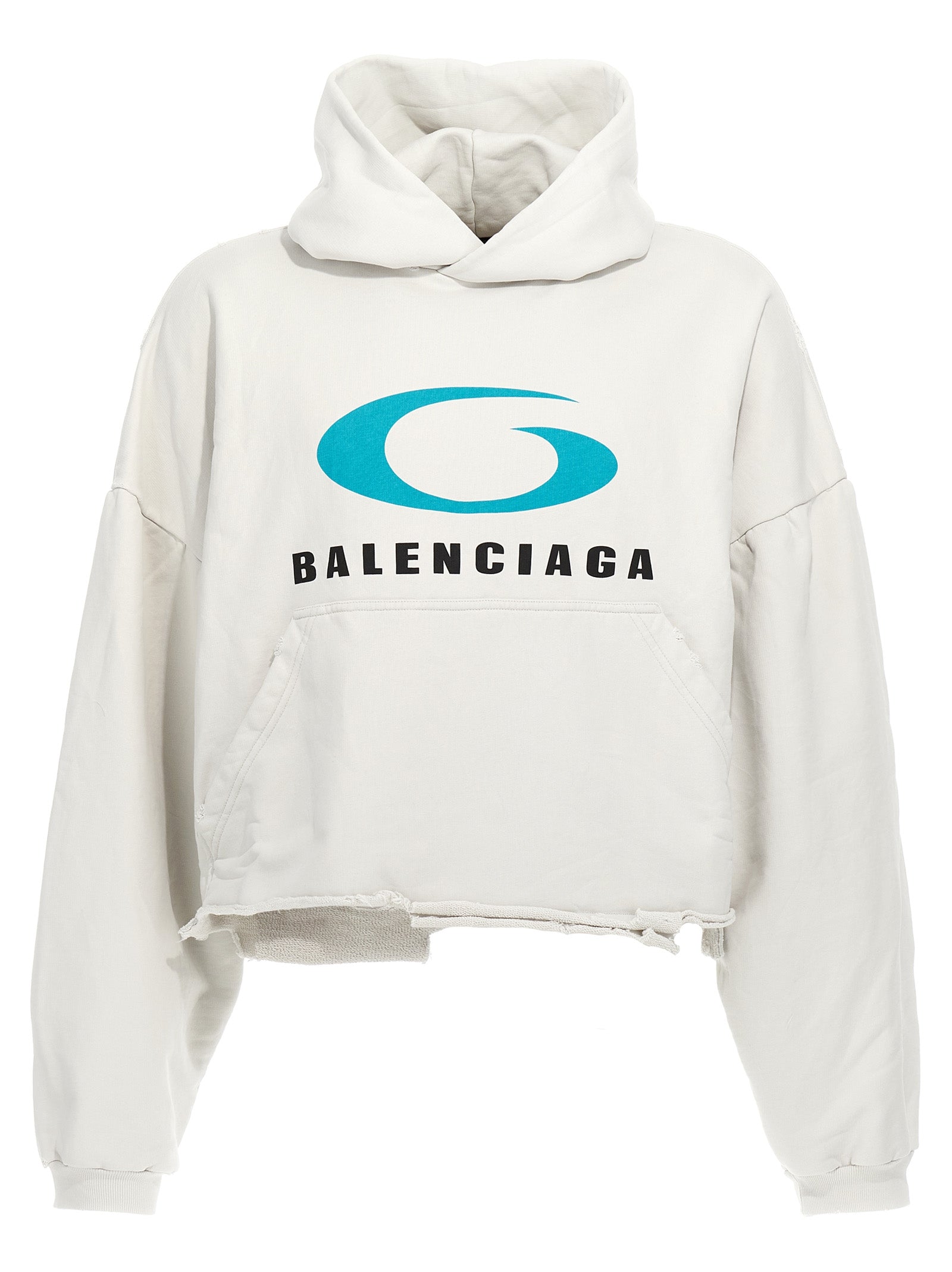Buy Balenciaga Loop Sports Icon' Cropped Hoodie - White At 44% Off