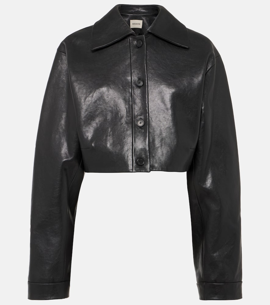 Khaite Sue Cropped Leather Jacket - Black | Editorialist