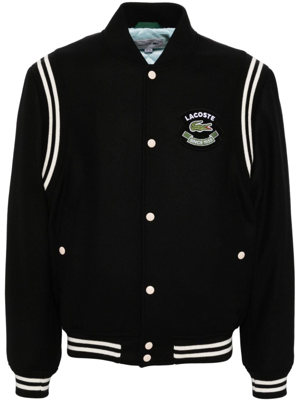 LACOSTE スタジャン ブラック US M Lacoste Wool Blend Varsity Jacket In Black - 51% Off | Editorialist