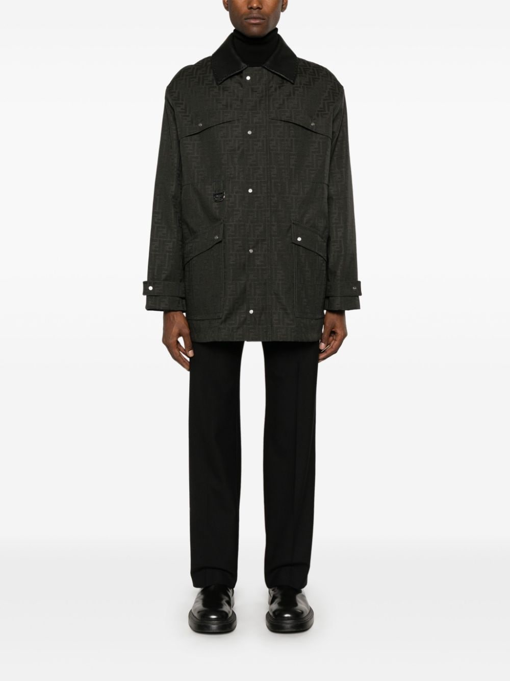 FENDI FENDI FF-Jacquard Waxed Coat