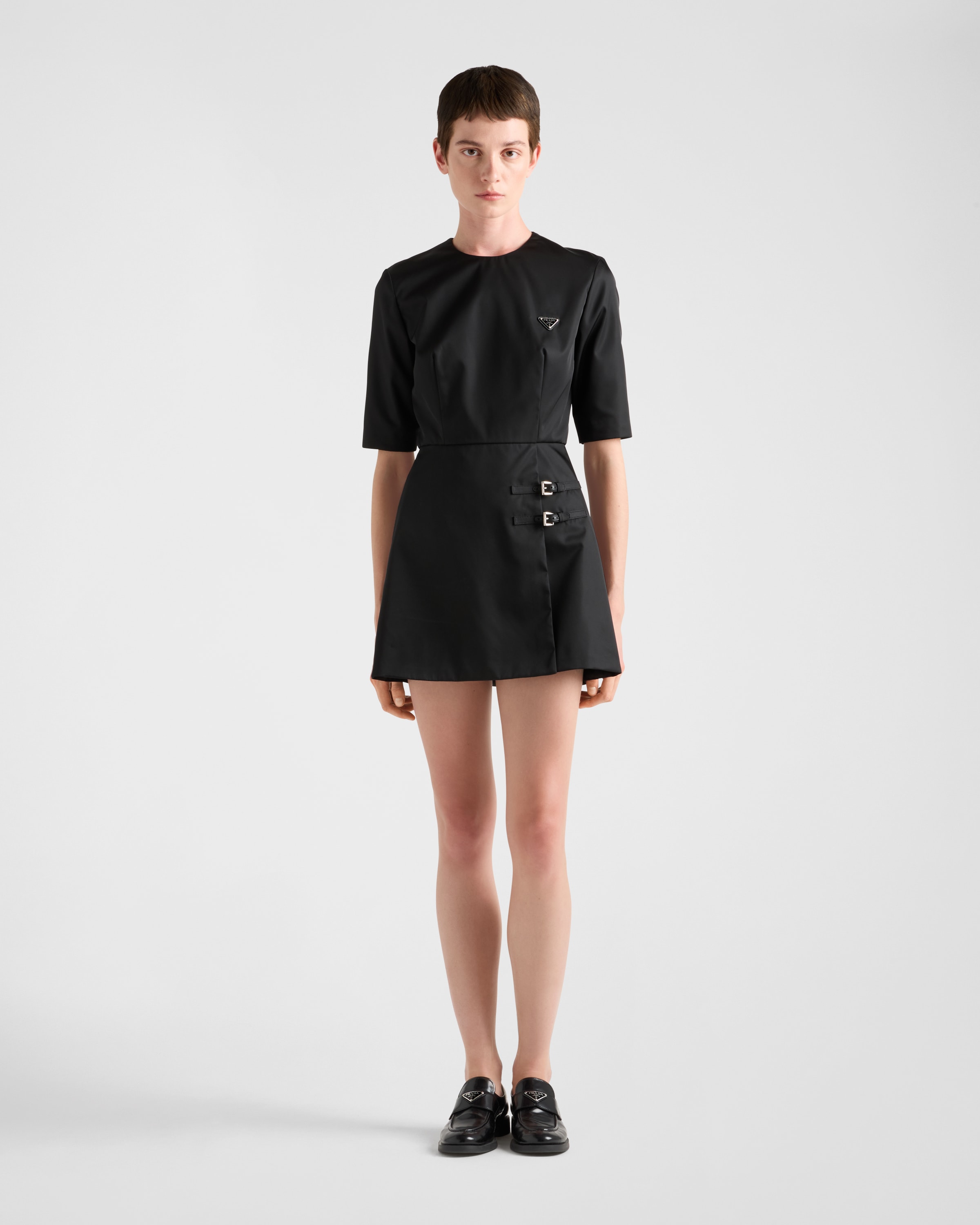 black side cut out mini dress Gathered Cut-Out Mini Dress