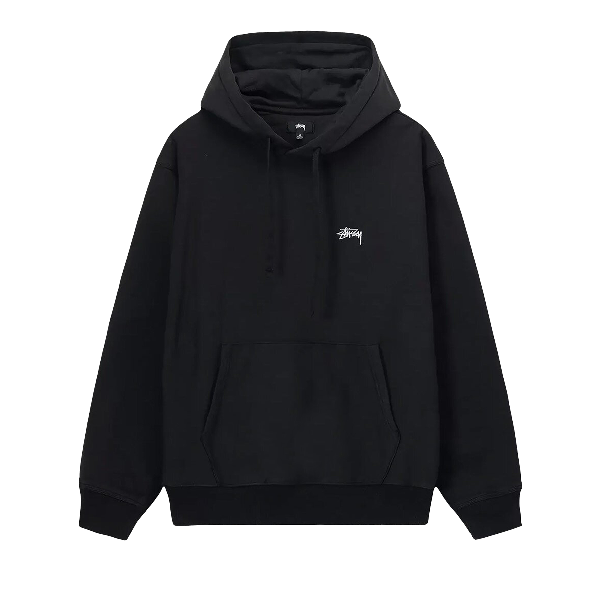 StüSsy Stock Logo Appliqué Hood - Black | Editorialist