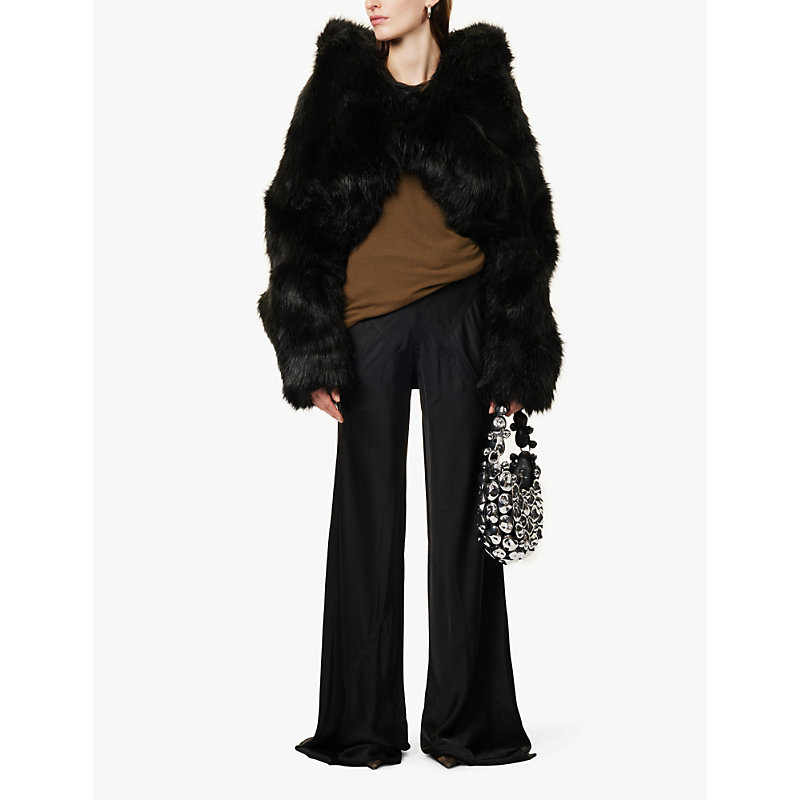 Entire Studios Vicinity Cropped Faux-Fur Jacket In Black - 48% Off