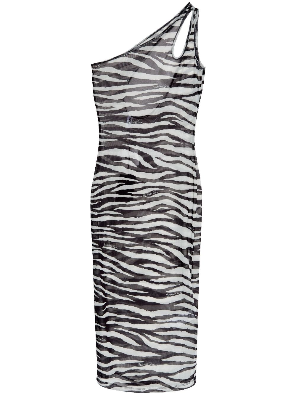 strapless open back dress Charlie - Zebra Print One Shoulder Frill Dress | Day Dresses
