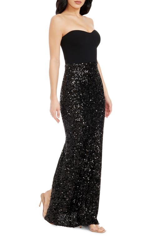 DRESS THE POPULATION Dress the Population Vada Mixed Media Gown