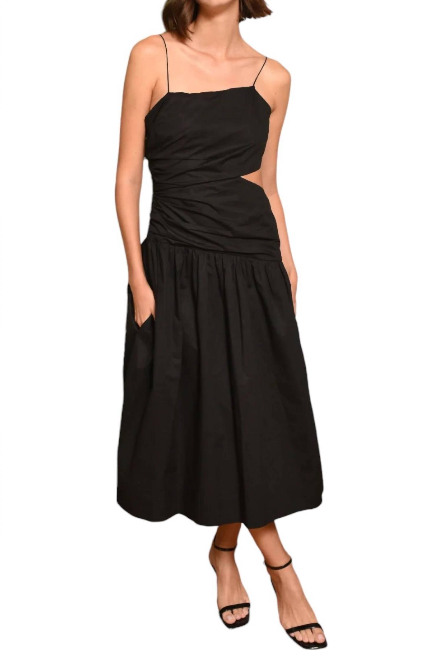 Greylin Molly One Shoulder Poplin Dress In Black - 38% Off | Editorialist