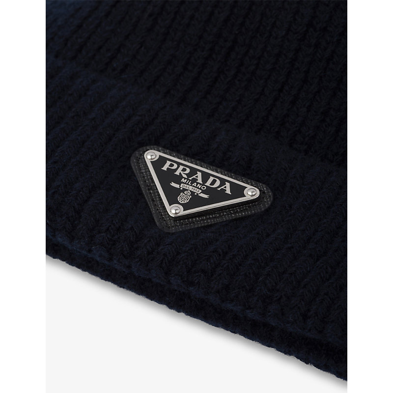 Prada Wool-Cashmere Beanie - Blue | Editorialist