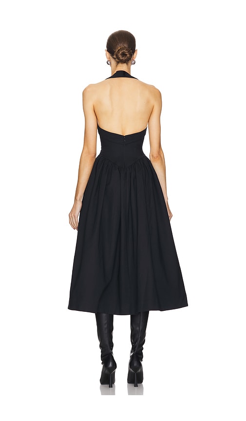 Helsa Faille Halter Midi Dress - Black | Editorialist