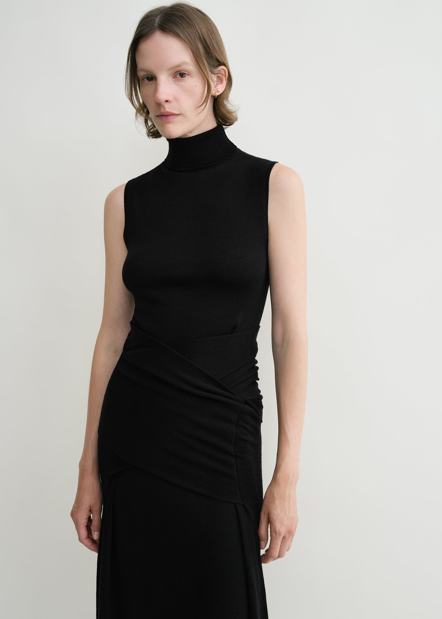 Toteme Draped Knit Dress - Black | Editorialist