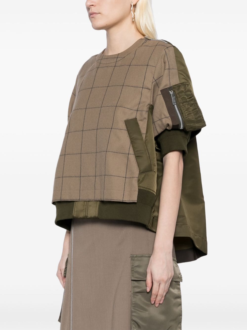 トップス Sacai Windowpane Nylon Twill Pullover Sacai Windowpane Twill Pullover - Brown | Editorialist