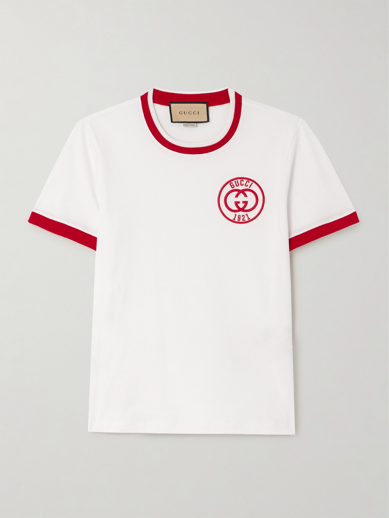 Gucci Embroidered Cotton-Jersey T-Shirt - White | Editorialist