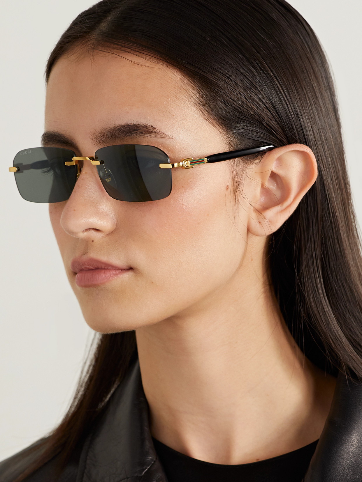 Gucci Rimless Sunglasses with Black Frames and Dark Lenses Gucci GG2154S 001 Sunglasses - US main image 2