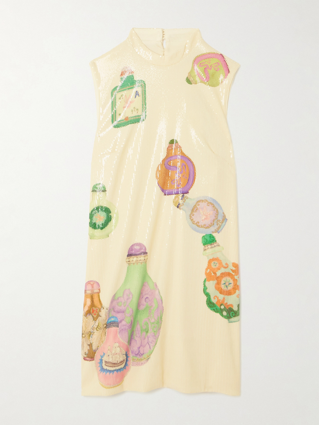 chinese dress ladies Lime Floral Barrel Linen Dress