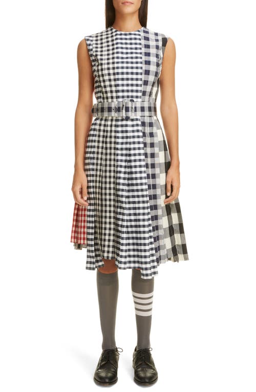thom browne gingham dress popular ariana grande wears custom thom browne to attend the 'wicked' film premiere in los angeles. ariana wears a strapless dress with a high-low skirt detail in white duchess satin